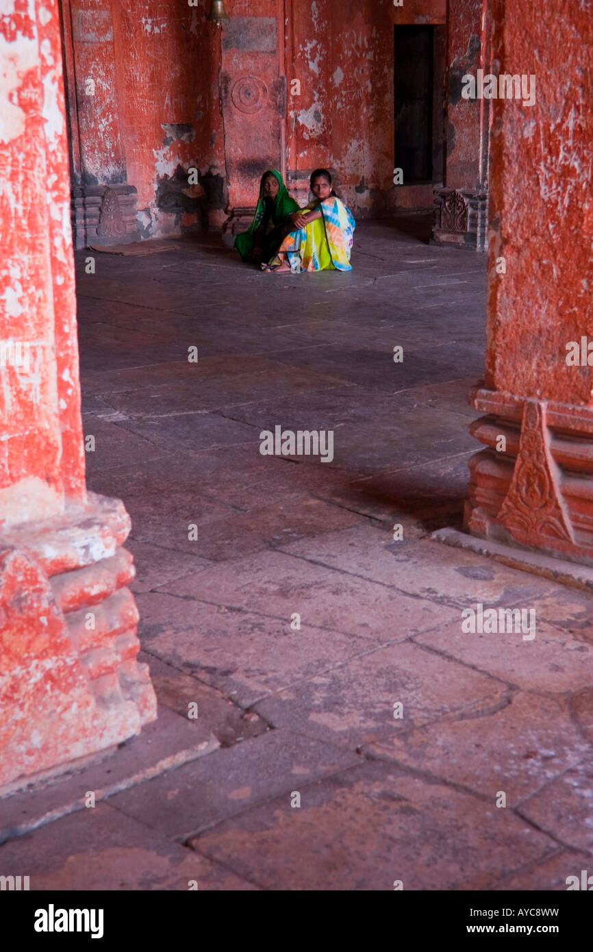 Indian sitting in a stone cut temple in Aurangabad, India Stock Photo ...