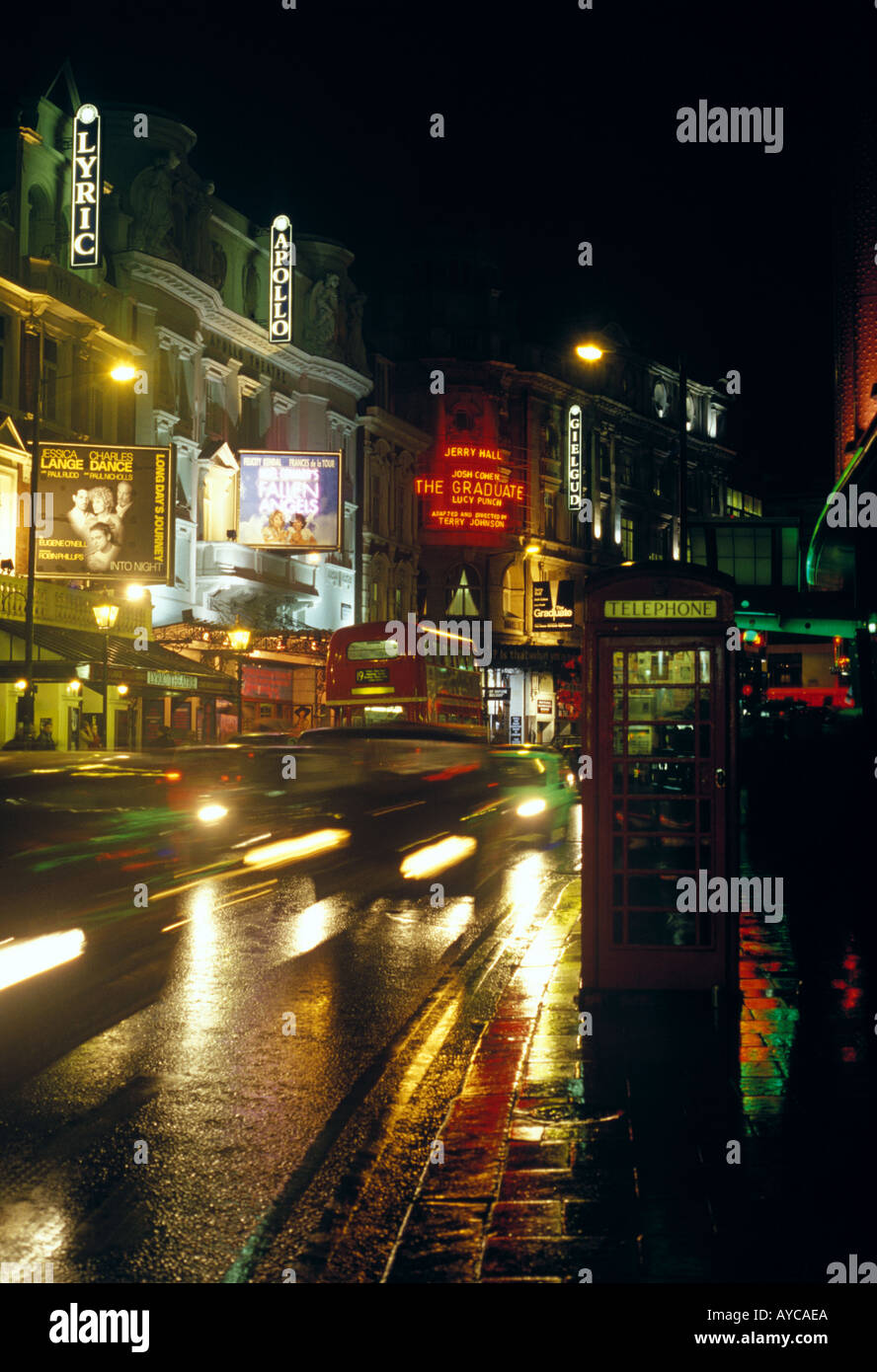 Cars whiz down Shaftsbury Avenue in London s famous West End Theatre ...