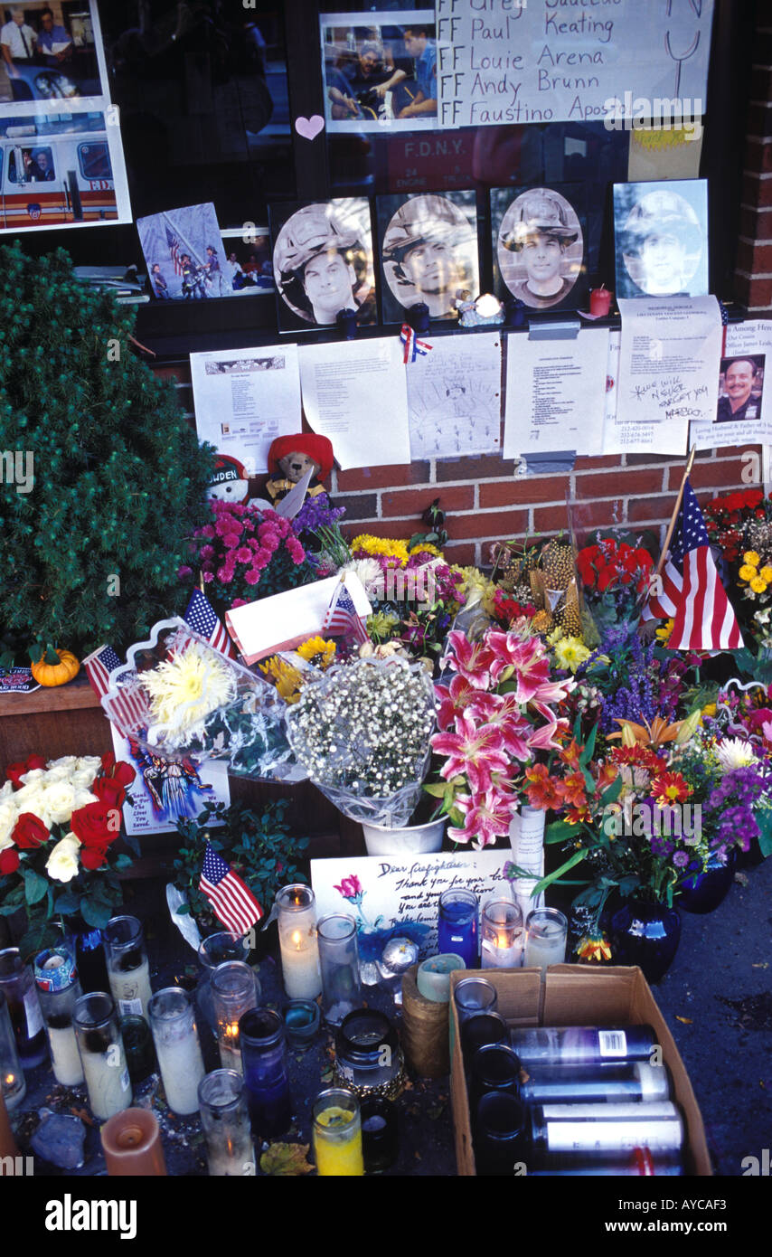Post September 11 tribute at the FDNY E24 firehouse in New York City ...