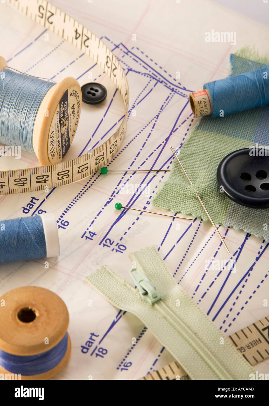 sewing items in still life Stock Photo - Alamy