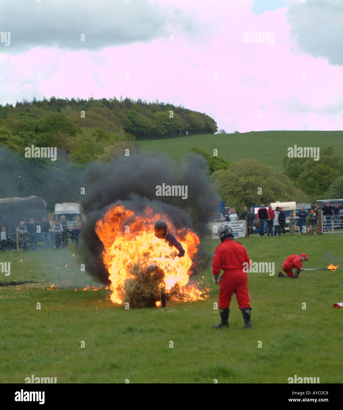 Motorbike Fire Stunt Stock Photo - Alamy