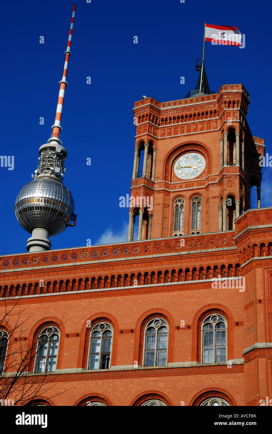 The Rotes Rathaus, or Red Town Hall, the town hall of the city of ...