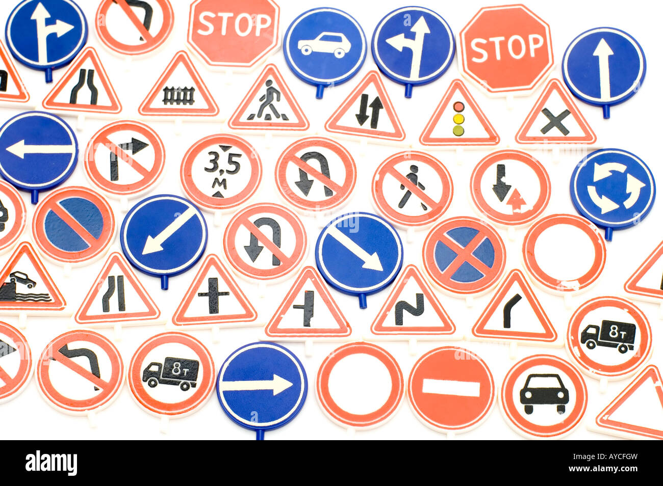 object on white toy road sign Stock Photo - Alamy