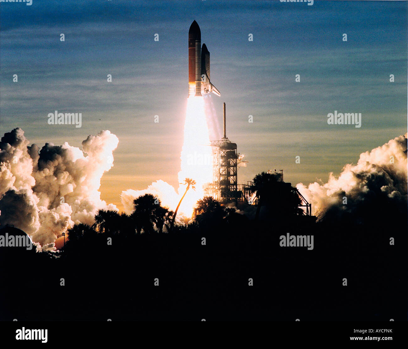 NASA shuttle lifting off from Cape Canaveral, Florida on exploratory ...