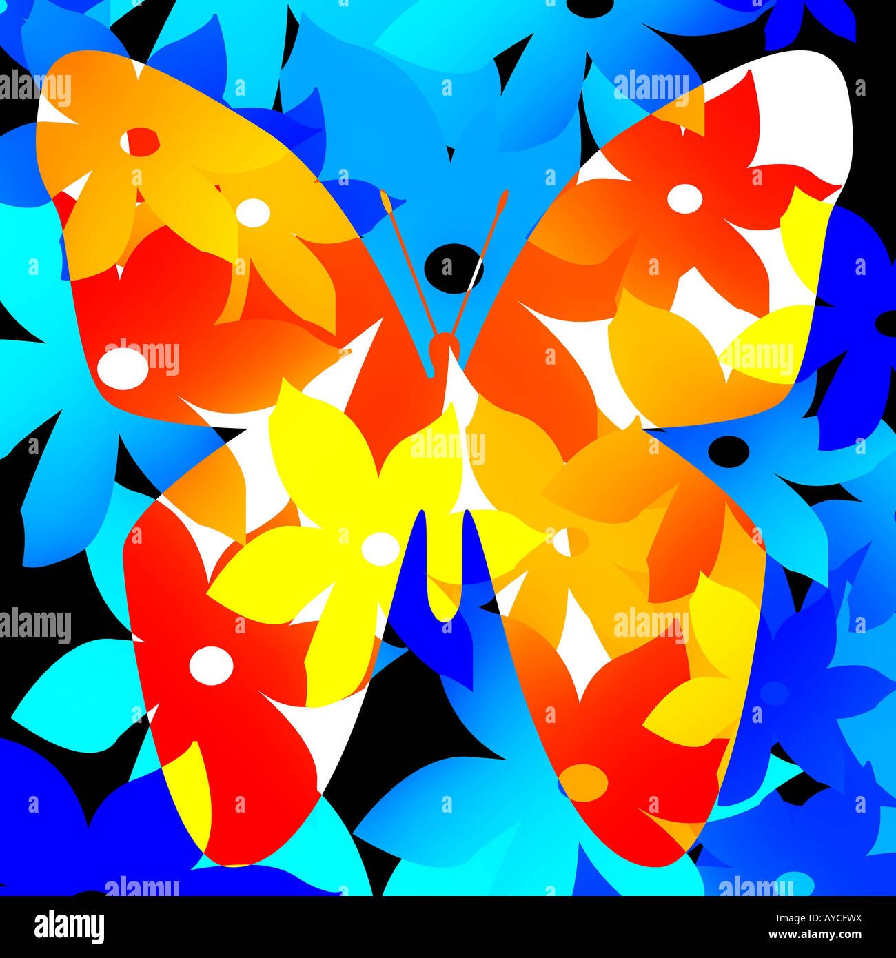 Floral pattern in shape of butterfly Stock Photo - Alamy