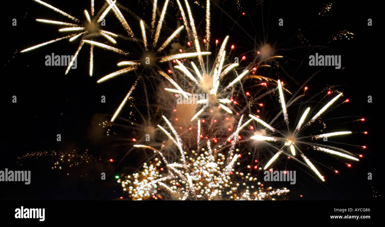Spectacular Fireworks against Night Sky Stock Photo - Alamy