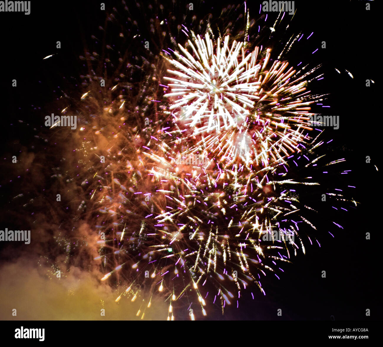 Spectacular Fireworks against Night Sky Stock Photo - Alamy