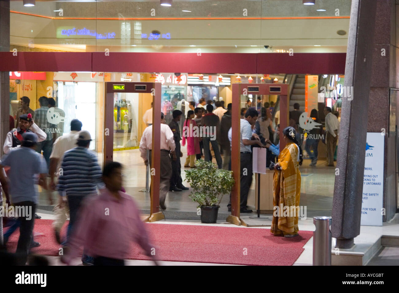 Security checks at entrance of a modern Indian shopping mall and ...