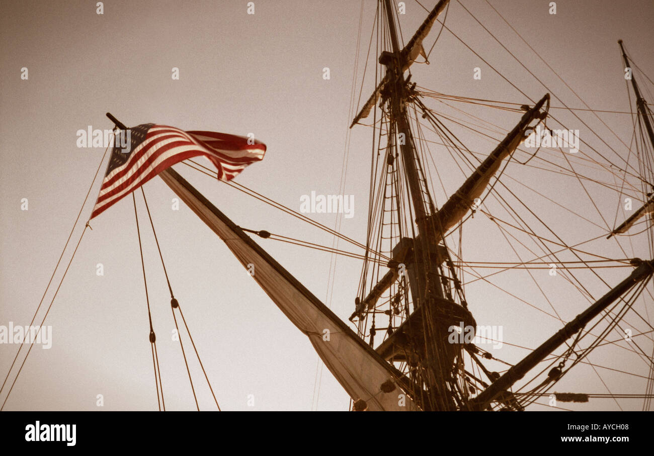A tall ship displays the American flag Stock Photo - Alamy