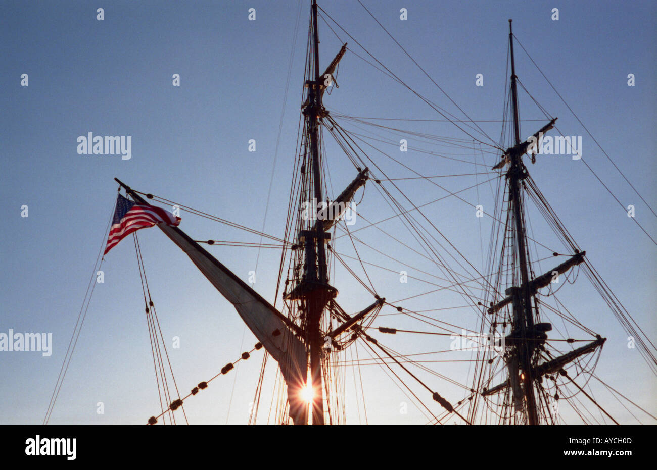 A tall ship displays the American flag Stock Photo - Alamy
