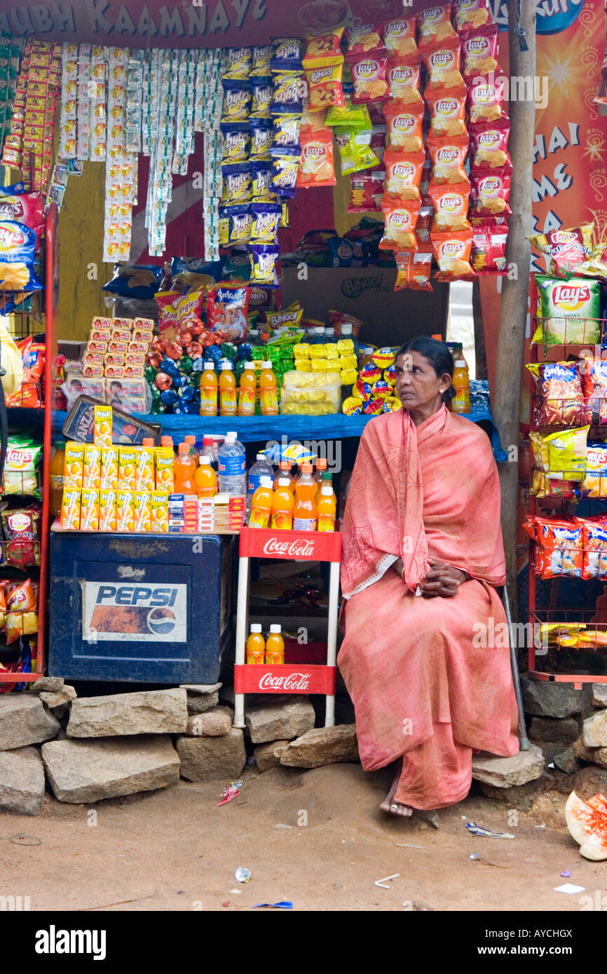 Village street and shops in Karnataka India Stock Photo - Alamy