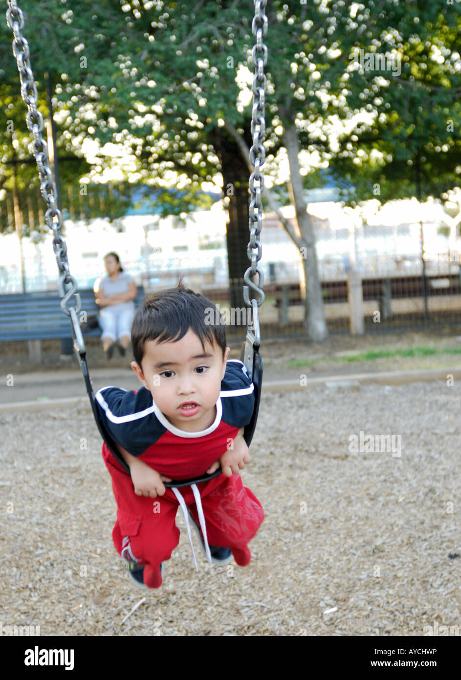 A boy on a swing Stock Photo - Alamy