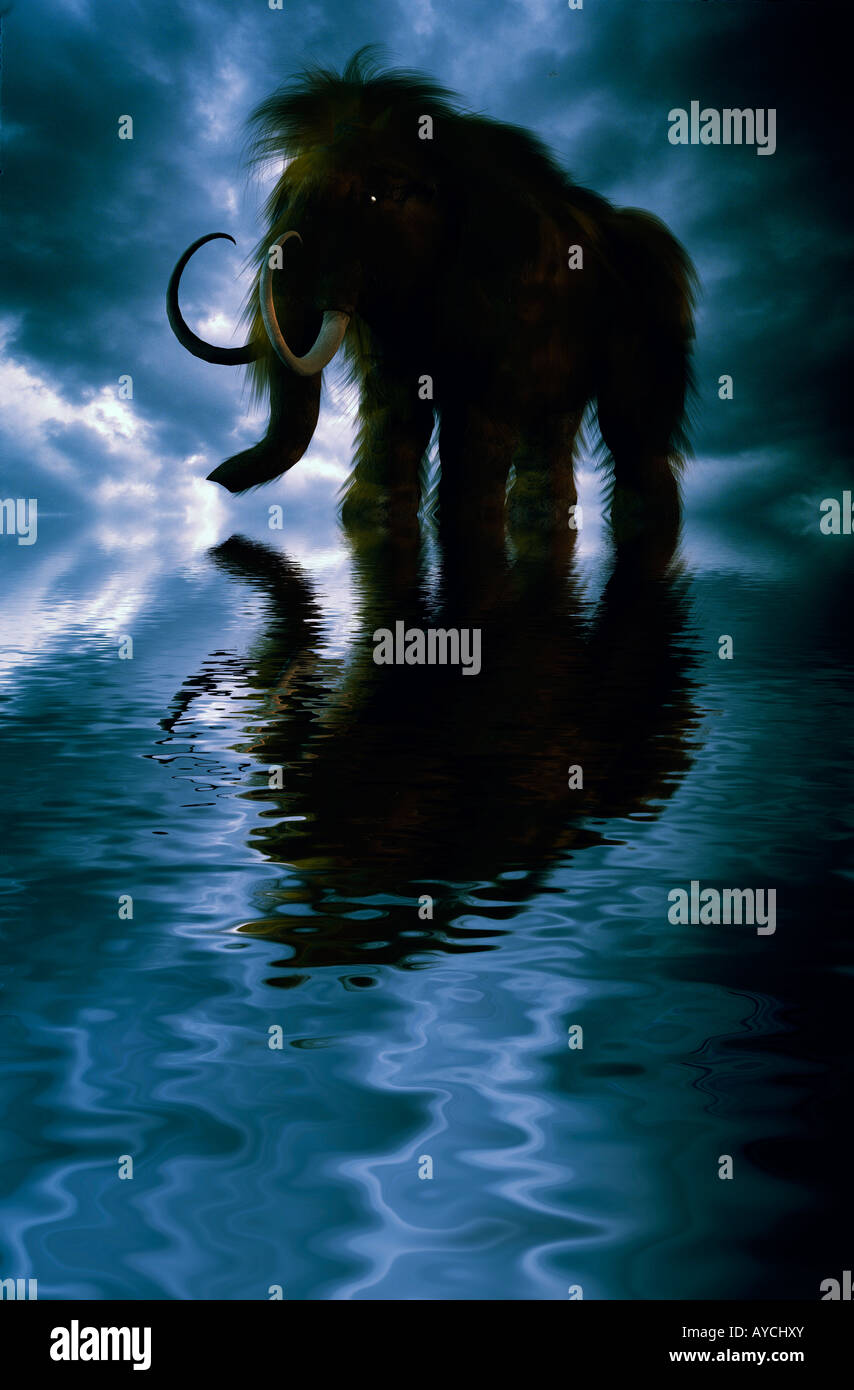 computer generated concept of a prehistoric mastodon animal in a ...
