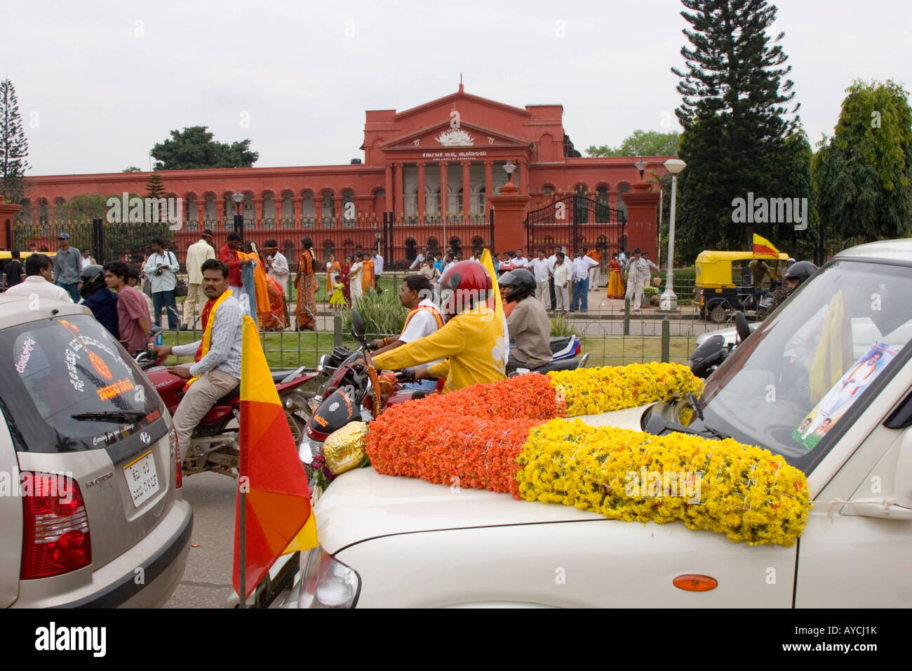 Celebration of state founding day outside the High Court of Karnataka ...