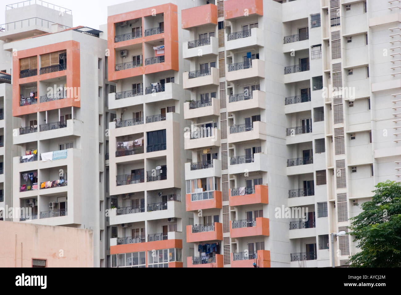 High rise tower block of flats and apartments in Bangalore India Stock ...
