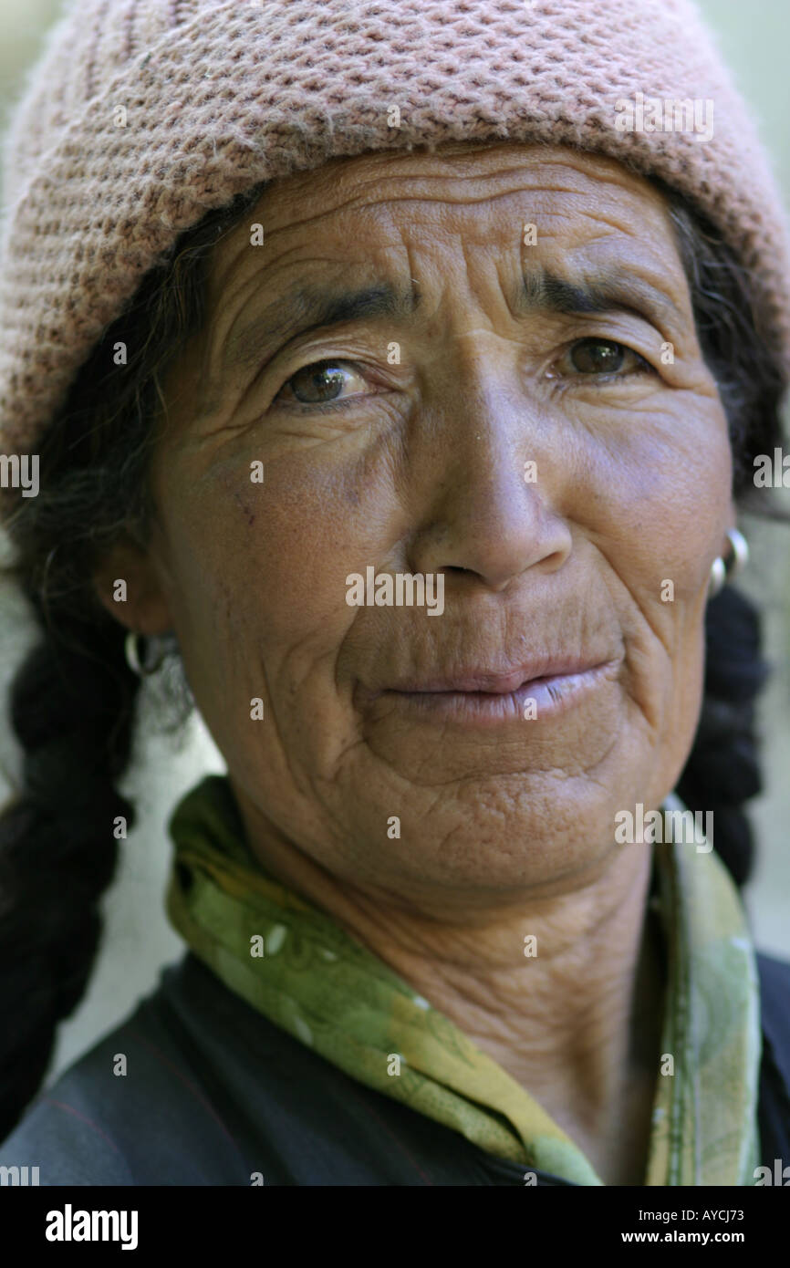 A tibetan woman portrait, Ladakh Stock Photo - Alamy