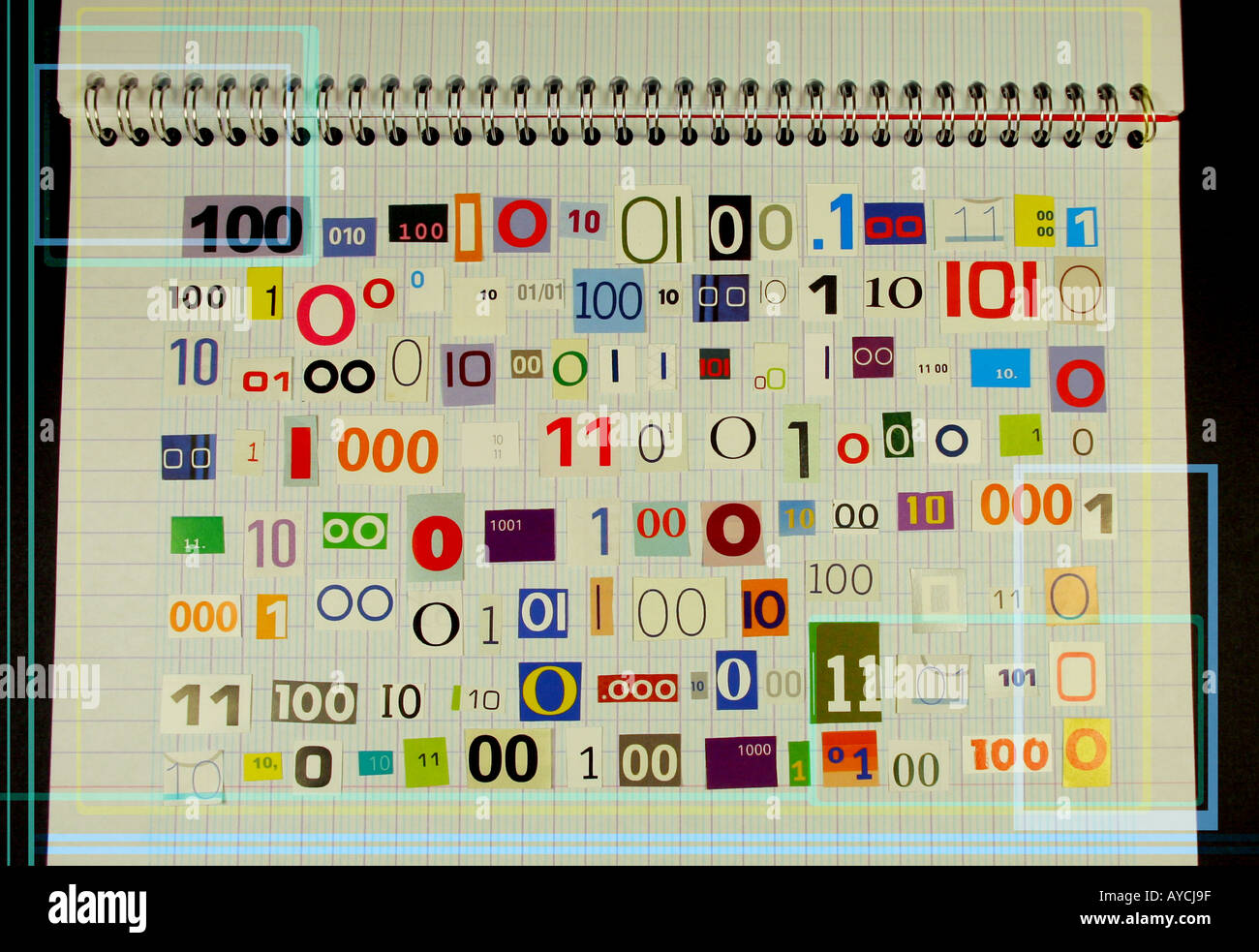 different zeros and ones sourced from magazines to create an ...