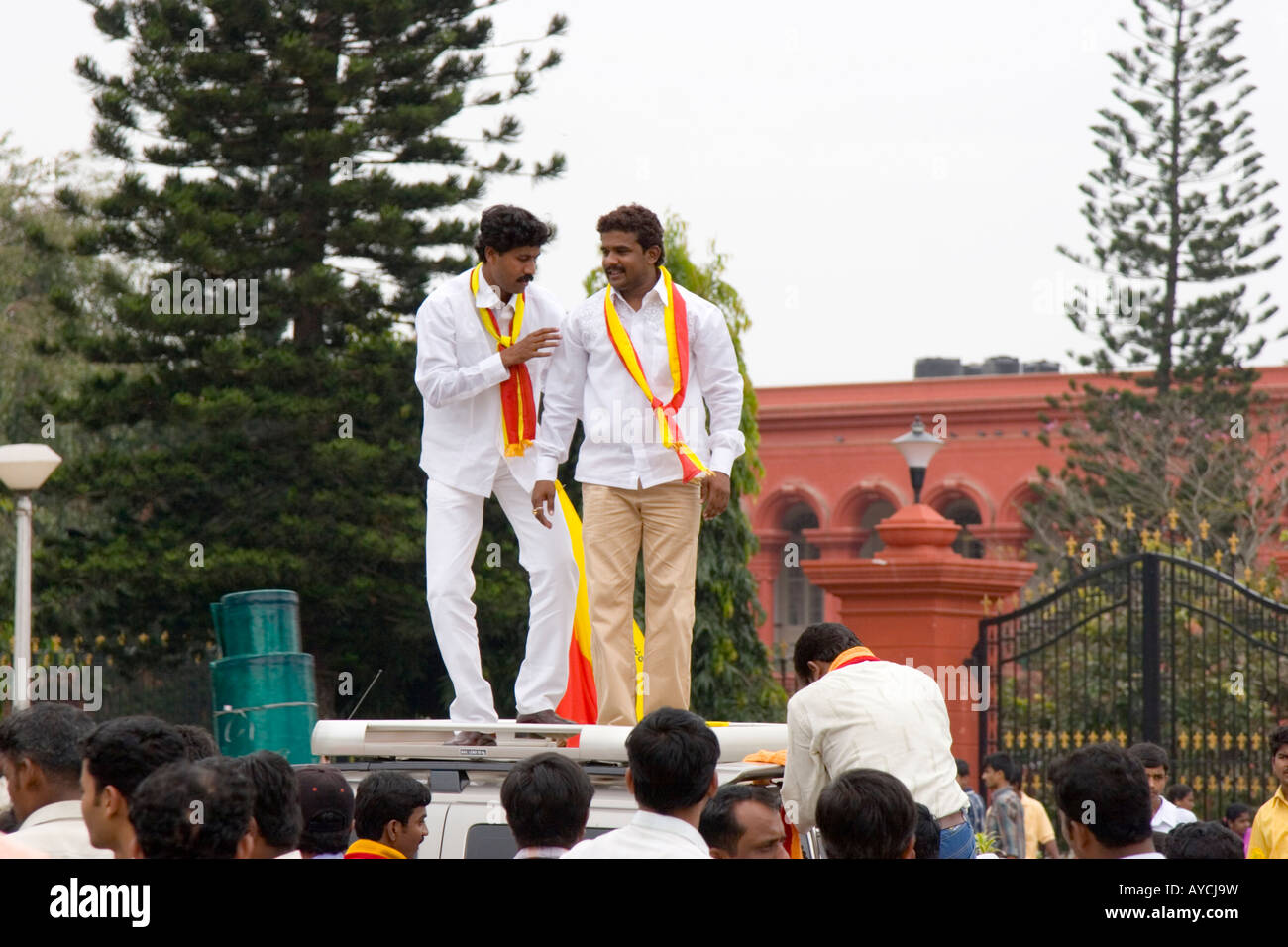 Celebration of state founding day outside the High Court of Karnataka ...