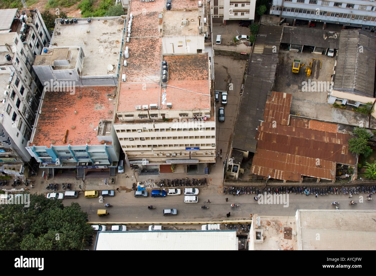 Aerial panoramic view over the garden city of Bangalore in Karnataka ...