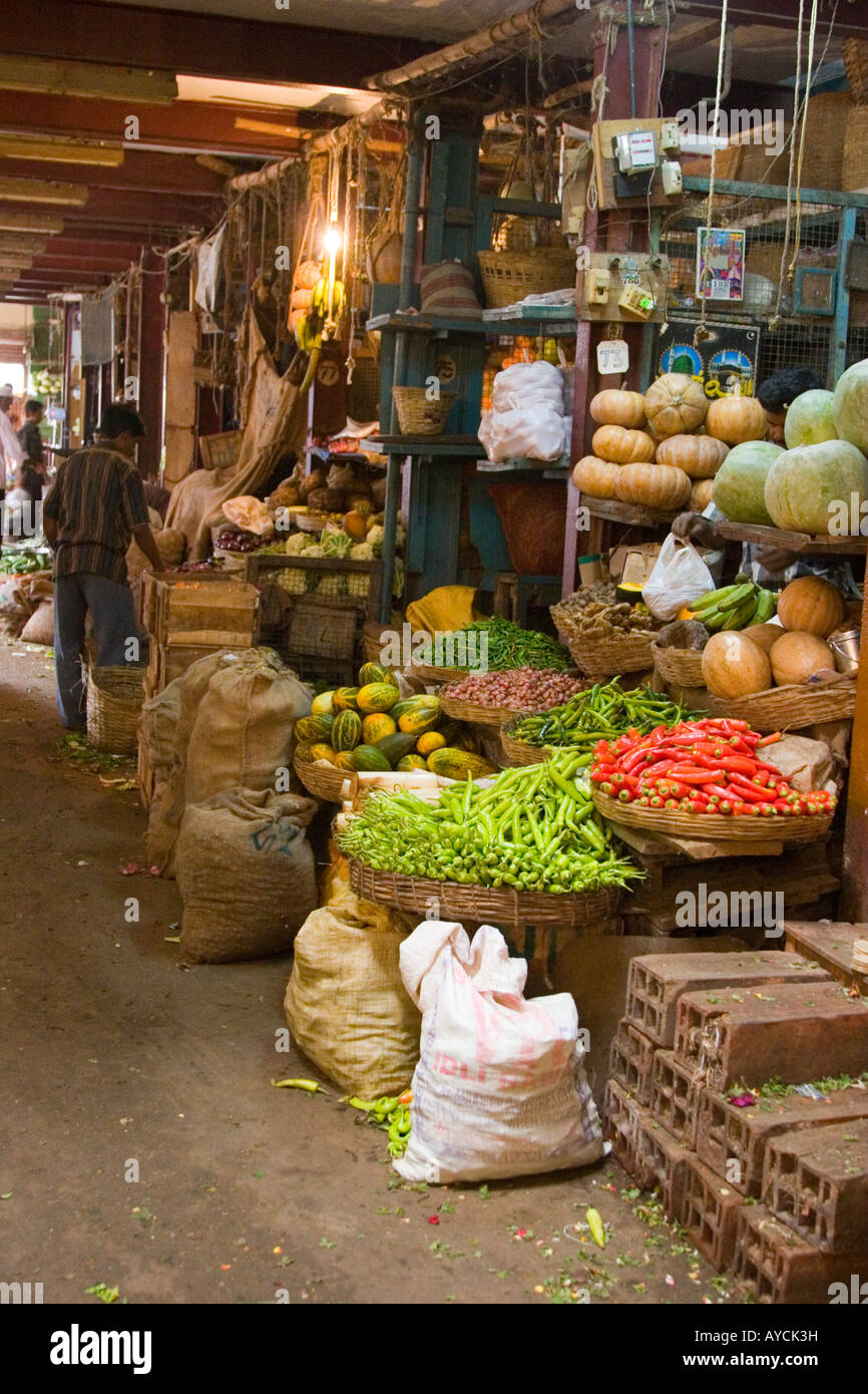 Greengrocer s fruit and vegetable stall in Russel Market Bangalore ...