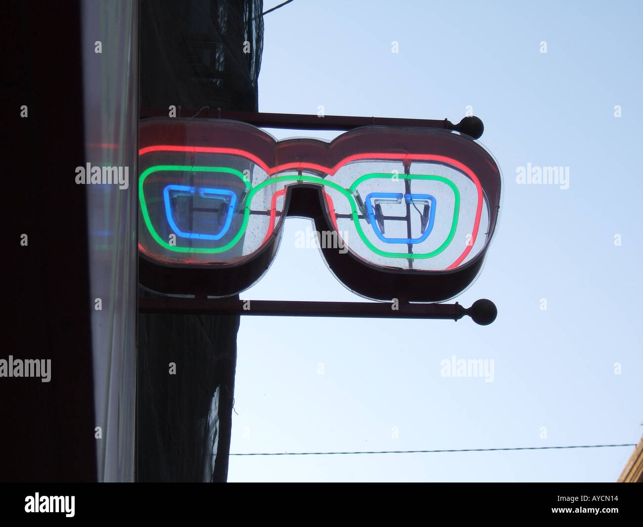 Neon spectacles glasses sign hi-res stock photography and images - Alamy