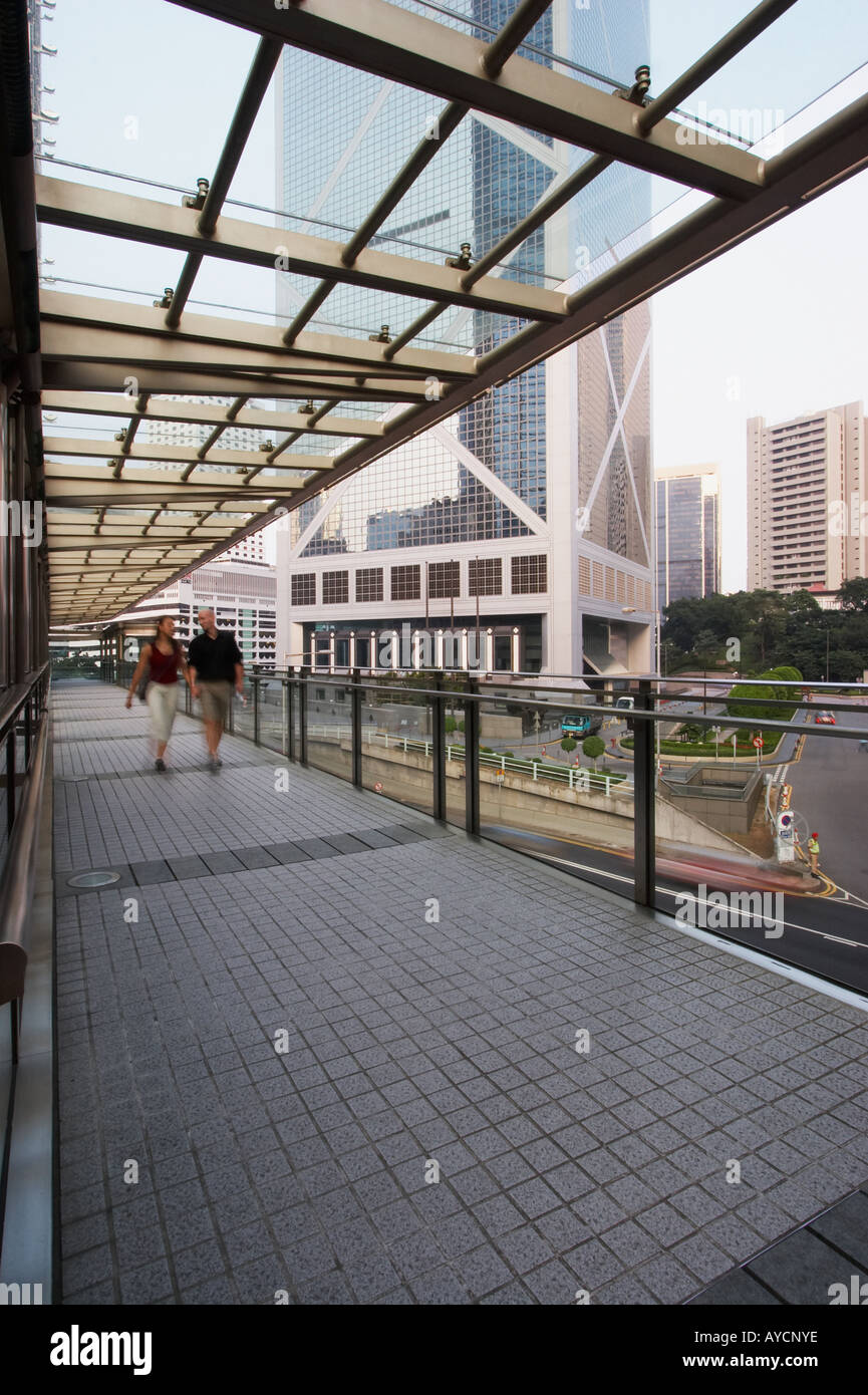 Pedestrians On Walkway, Central, Hong Kong Stock Photo - Alamy