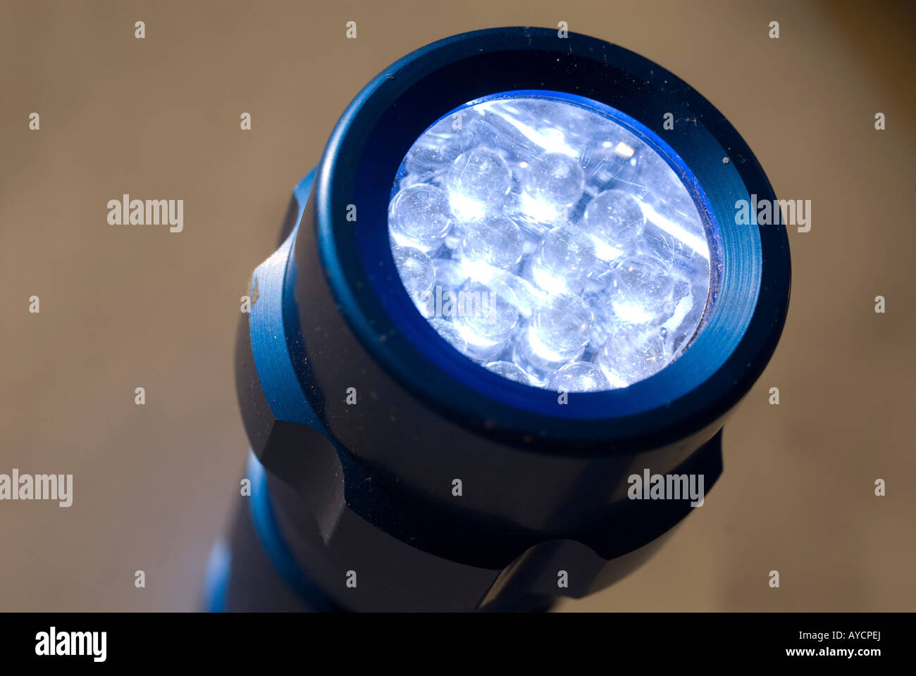 led Light Emitting Diode flashlight switched on Stock Photo - Alamy