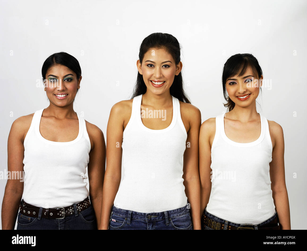 Front view of three women Stock Photo - Alamy