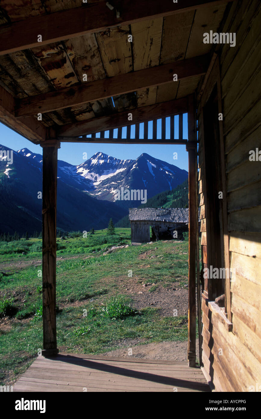 View from the porch of an abandoned home, Animas Forks near Silverton ...