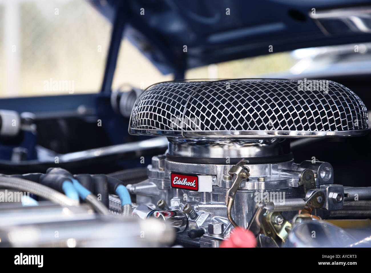 Engine of a Ford Mustang oldtimer Stock Photo - Alamy