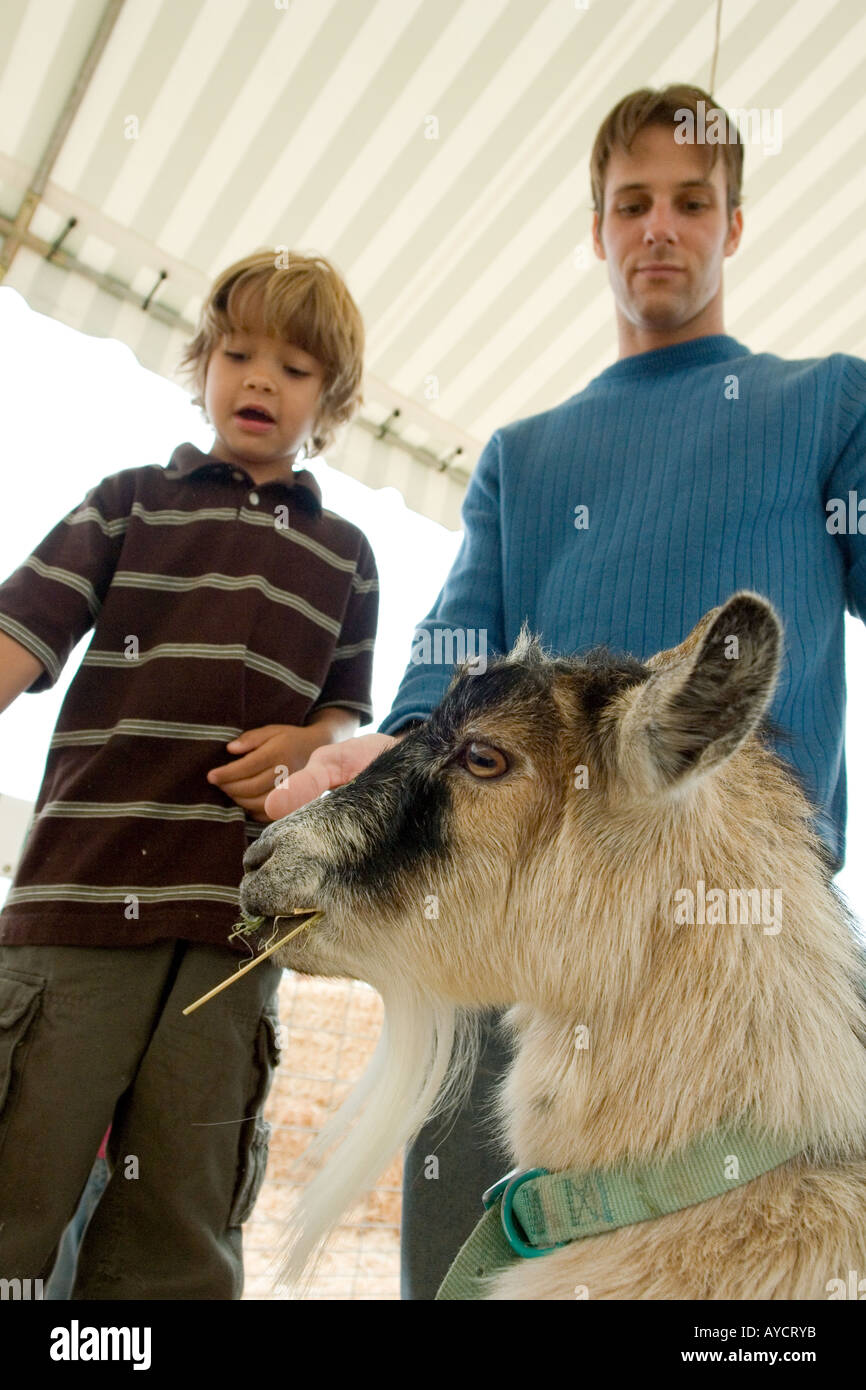 Man and child with zoo animal Stock Photo - Alamy