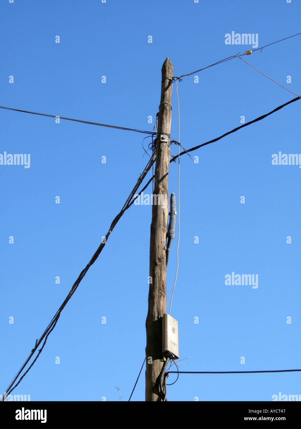 telegraph pole and tangled wires Stock Photo - Alamy