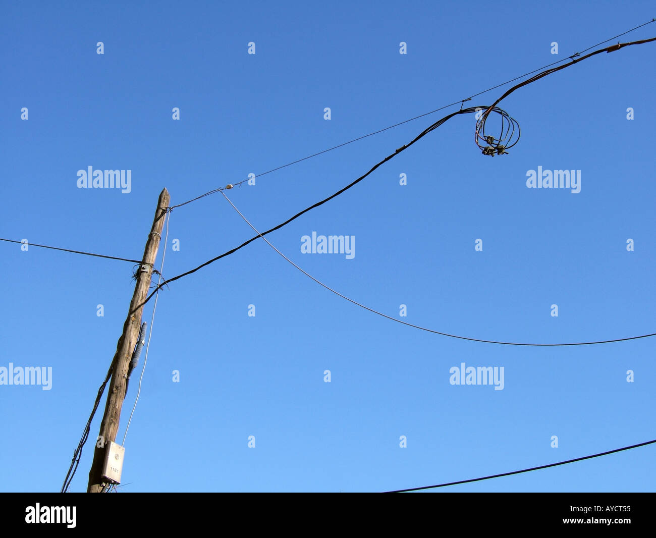 telegraph pole and tangled wires Stock Photo - Alamy