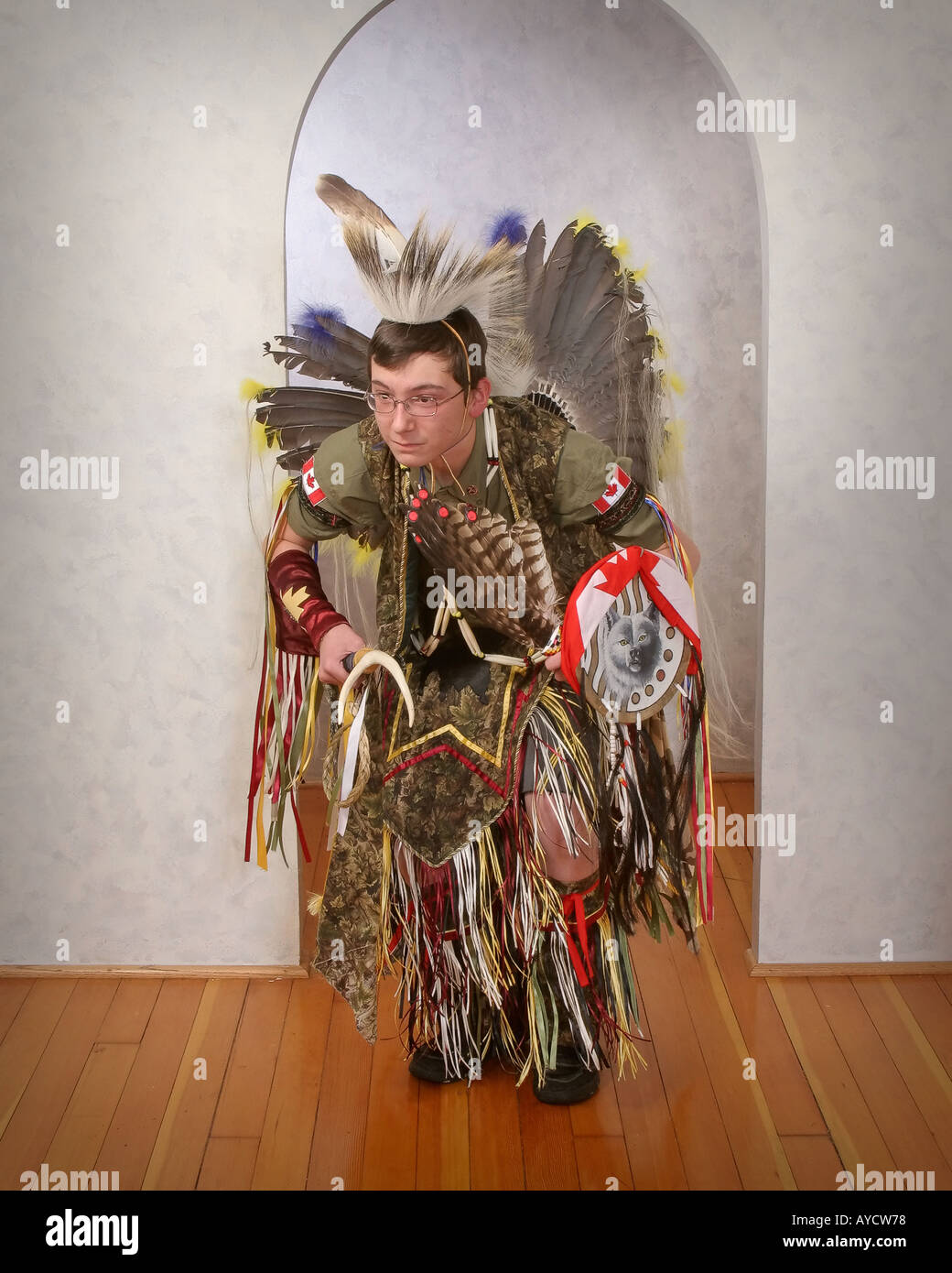 Native teenage boy in his Powwow costumes in Saskatchewan Stock Photo ...