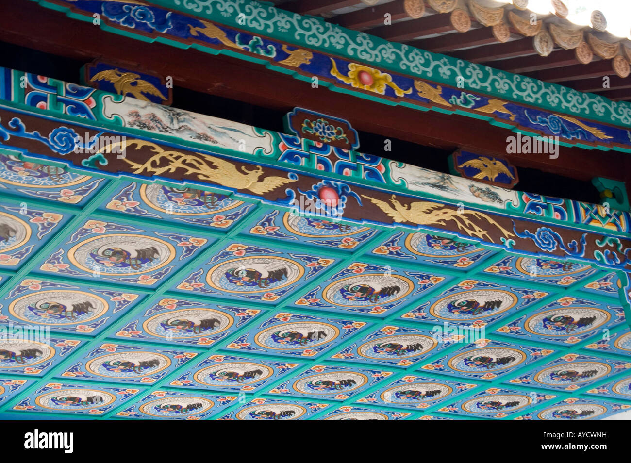 Intricate chinese ceiling design of the Golden temple at Kunming China ...