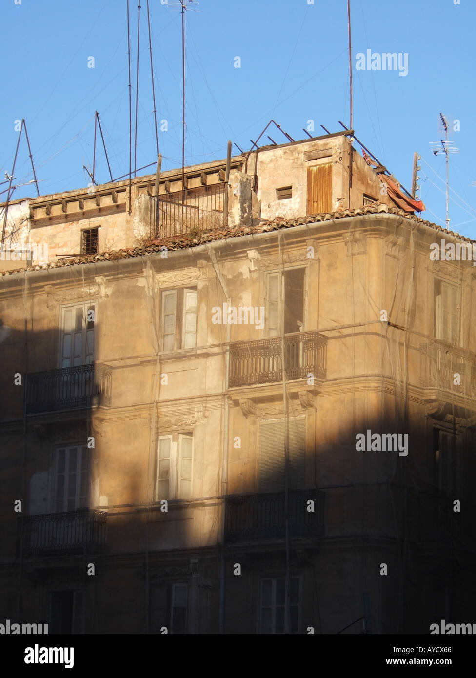 old building being repaired in valencia spain Stock Photo - Alamy