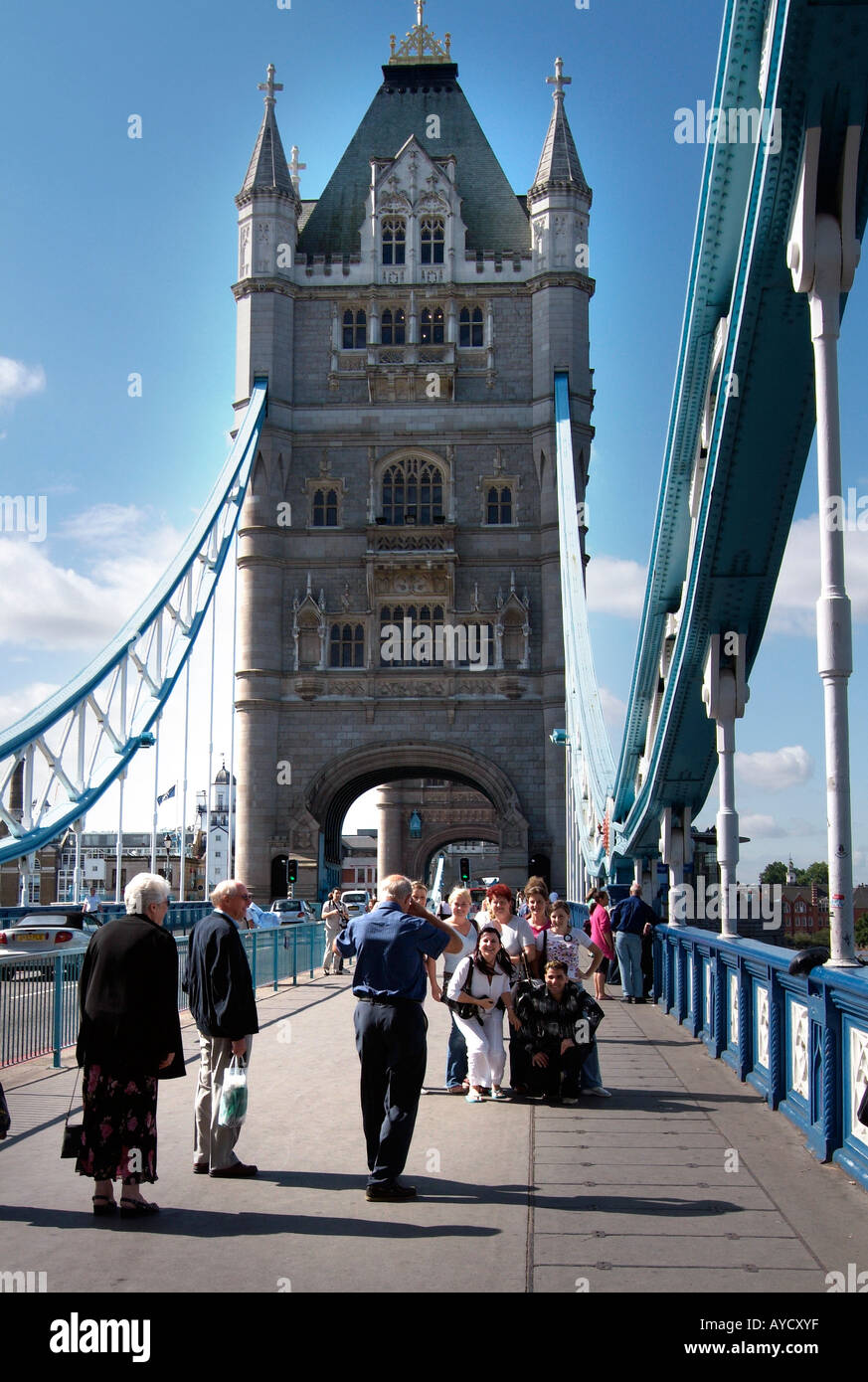 Tourists on Tower Bridge London Stock Photo - Alamy