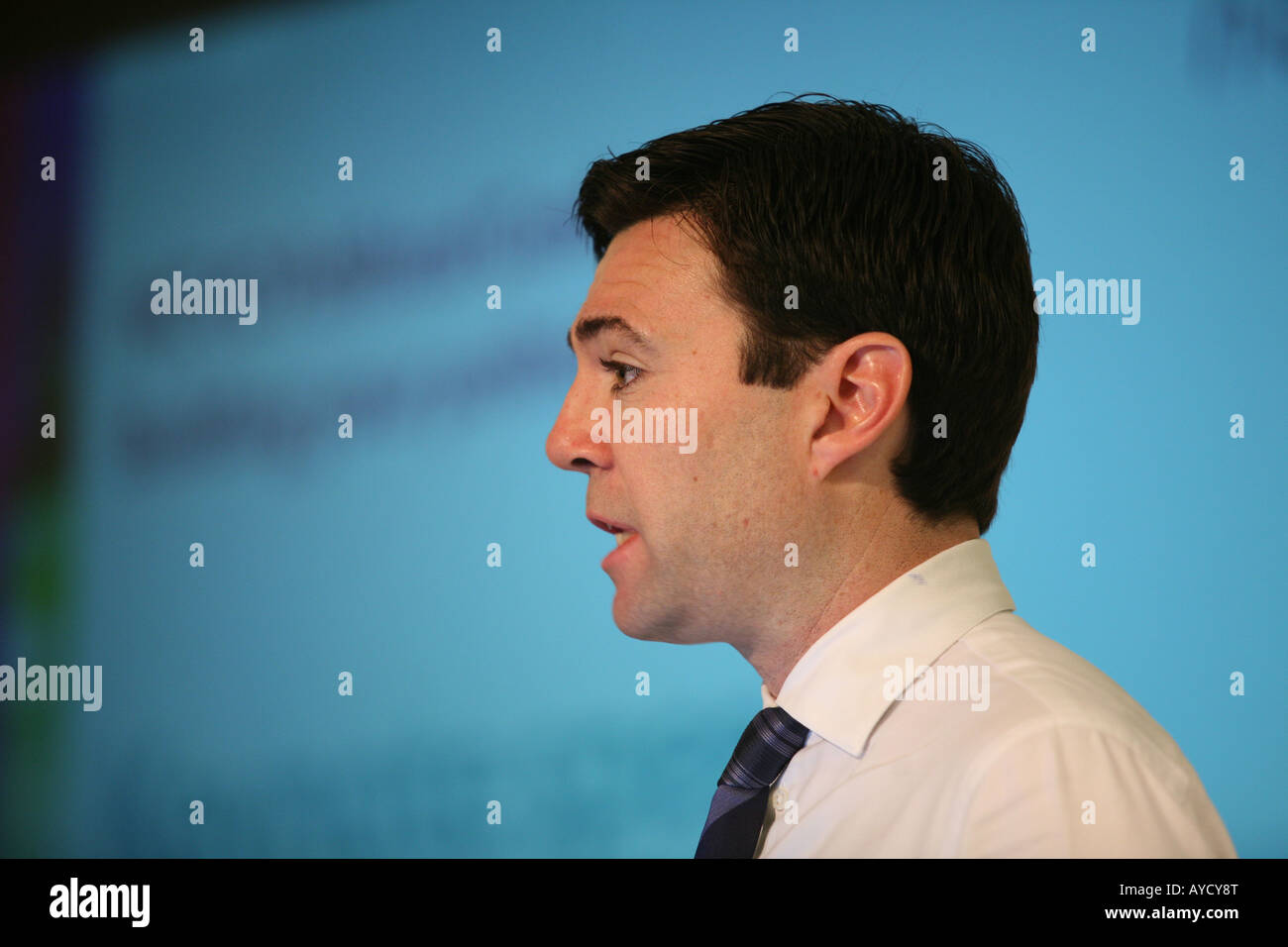 Labour Government Minister Andy Burnham MP speaking at a political ...