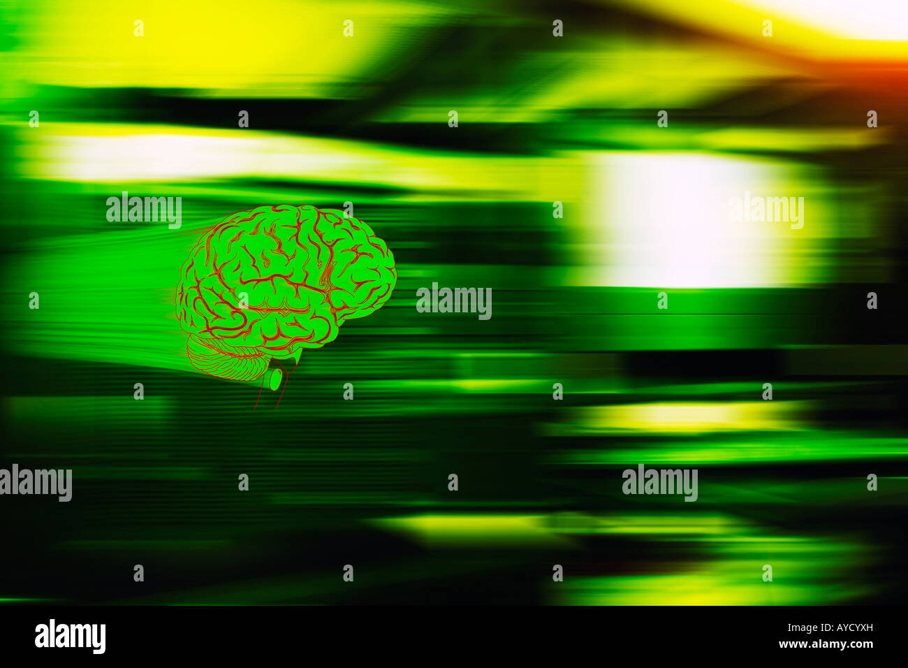 conceptual view of brain flying through air Stock Photo - Alamy