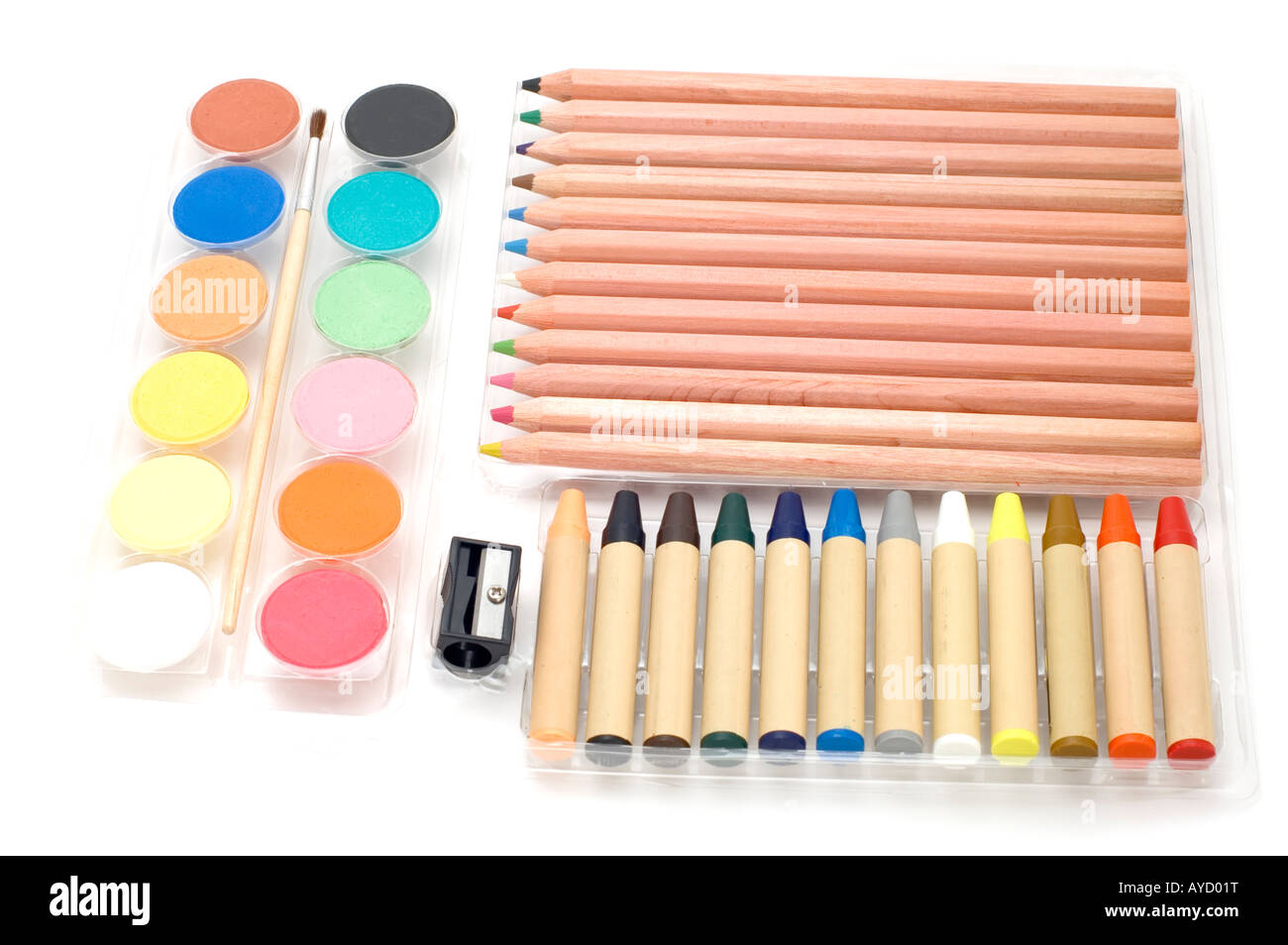 object on white pencil and water colour Stock Photo - Alamy