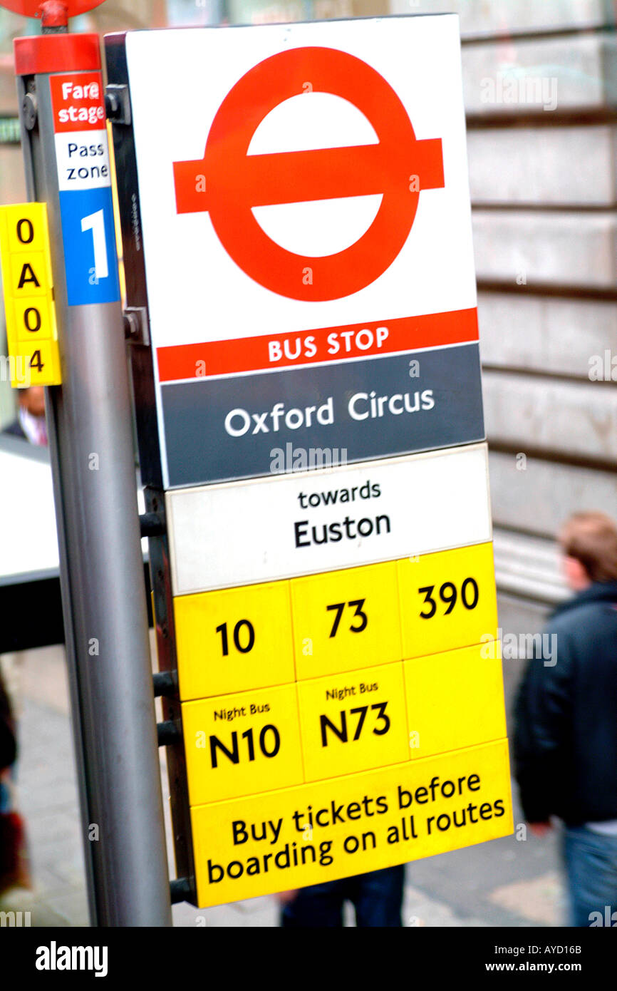 Bus stop sign London Stock Photo - Alamy
