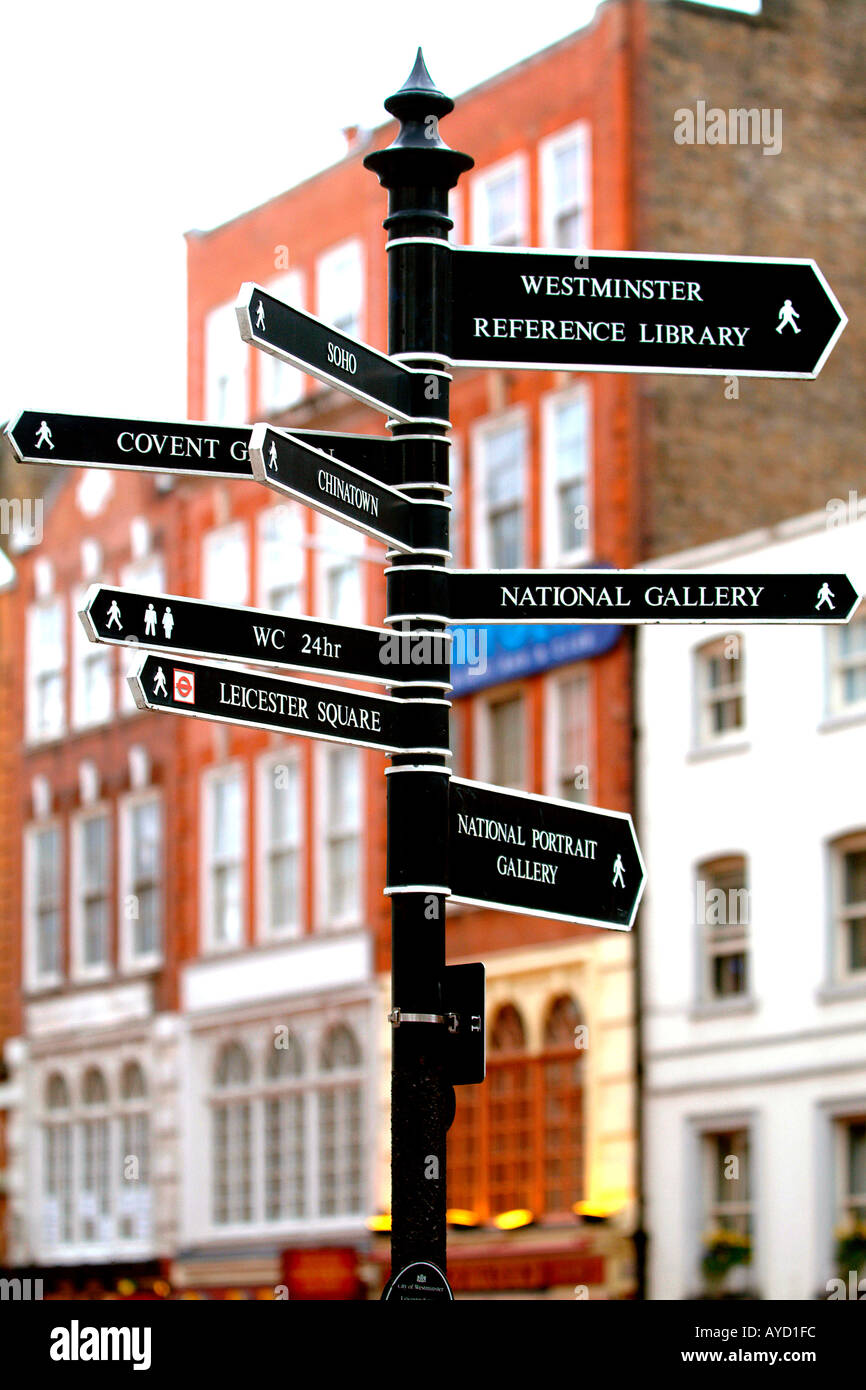 Direction signpost in London Stock Photo - Alamy