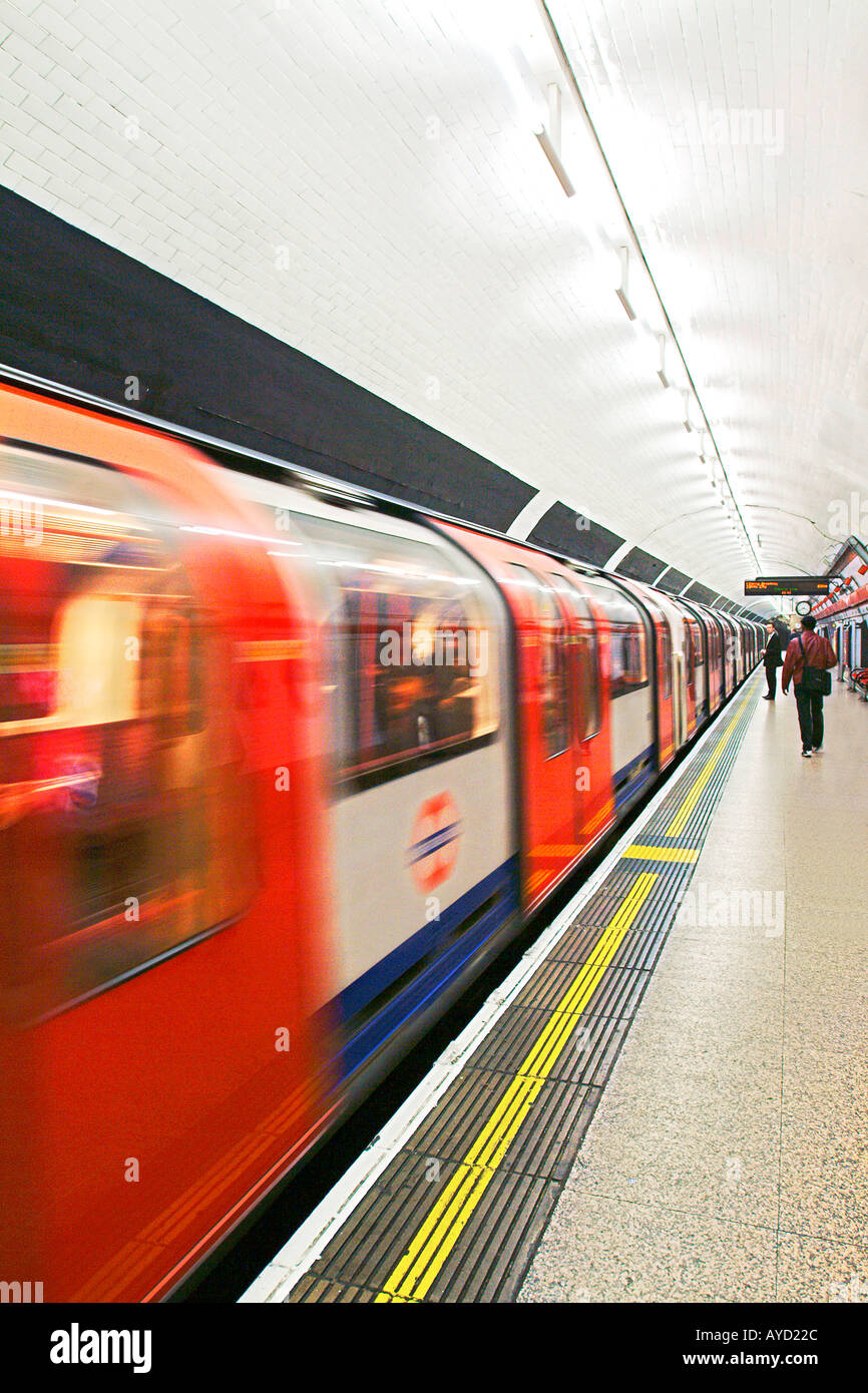 Central line underground train and platform London United Kingdom Stock ...