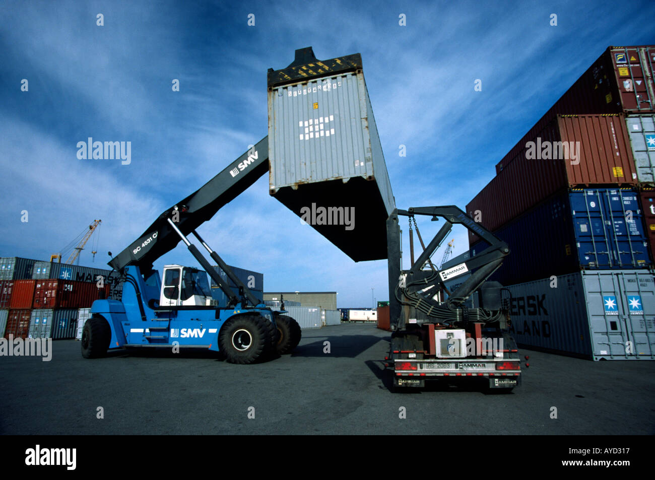 loading and discharging containers in port of Tananger Stock Photo - Alamy