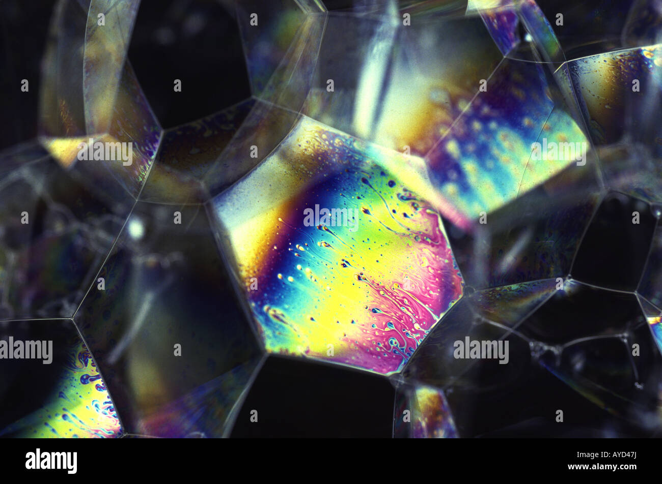 Geometric shapes and colored interference patterns on soap bubbles ...