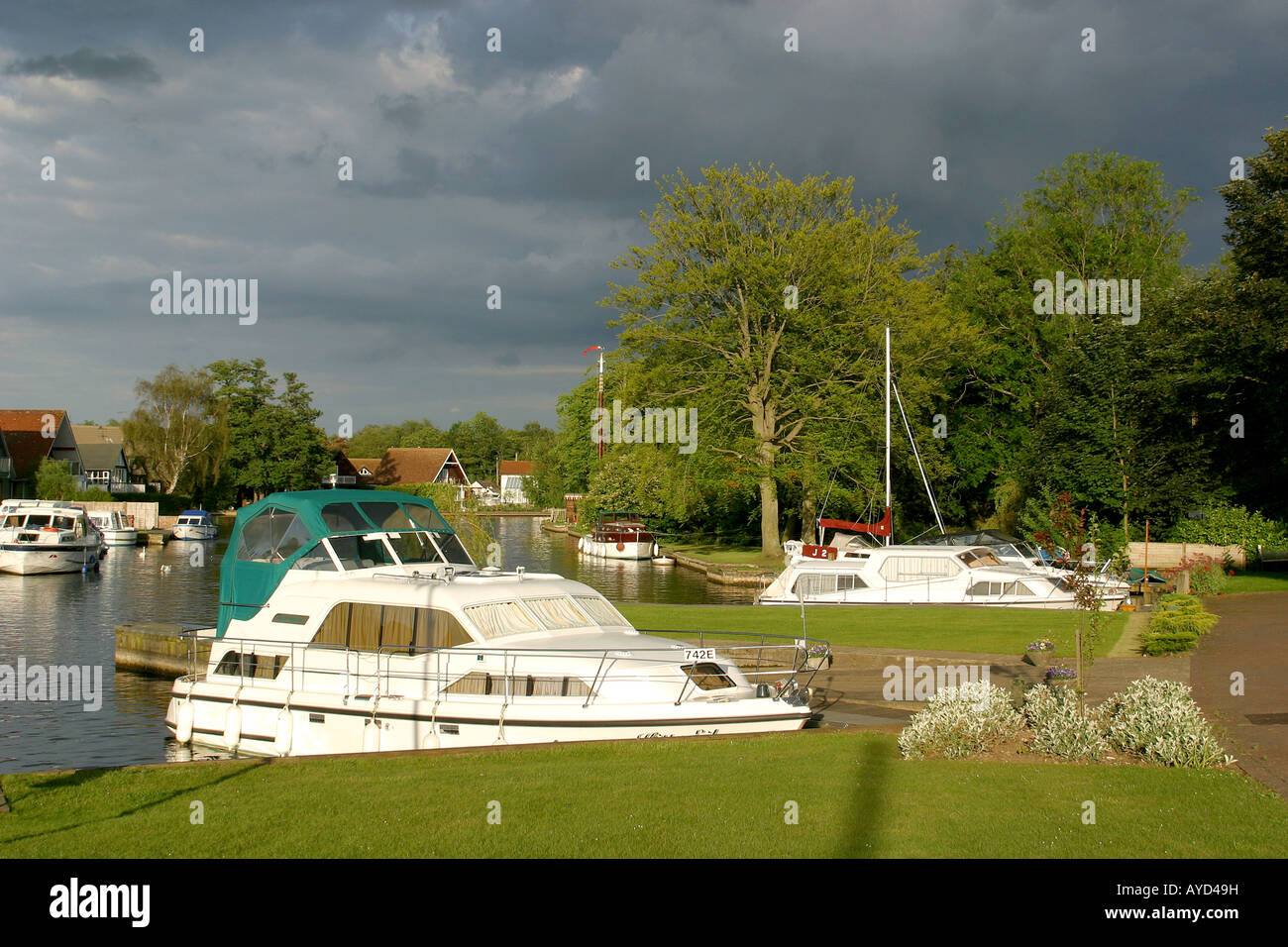 UK Norfolk Broads Wroxham Pleasure cruisers Stock Photo - Alamy