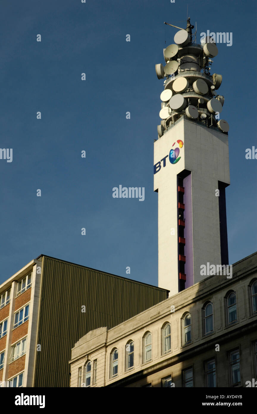 BT British Telecom Tower seen above office buiding in Newhall Street ...