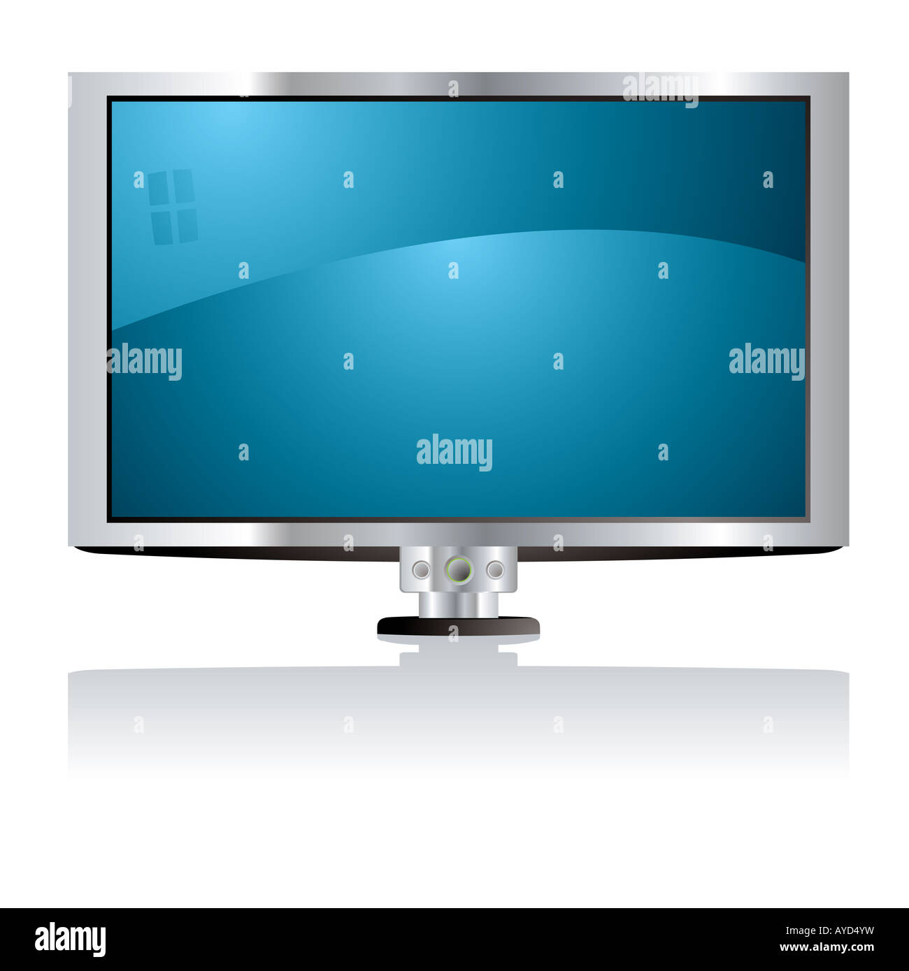 Illustration of a lcd tv with a blue screen and silver surround Stock ...