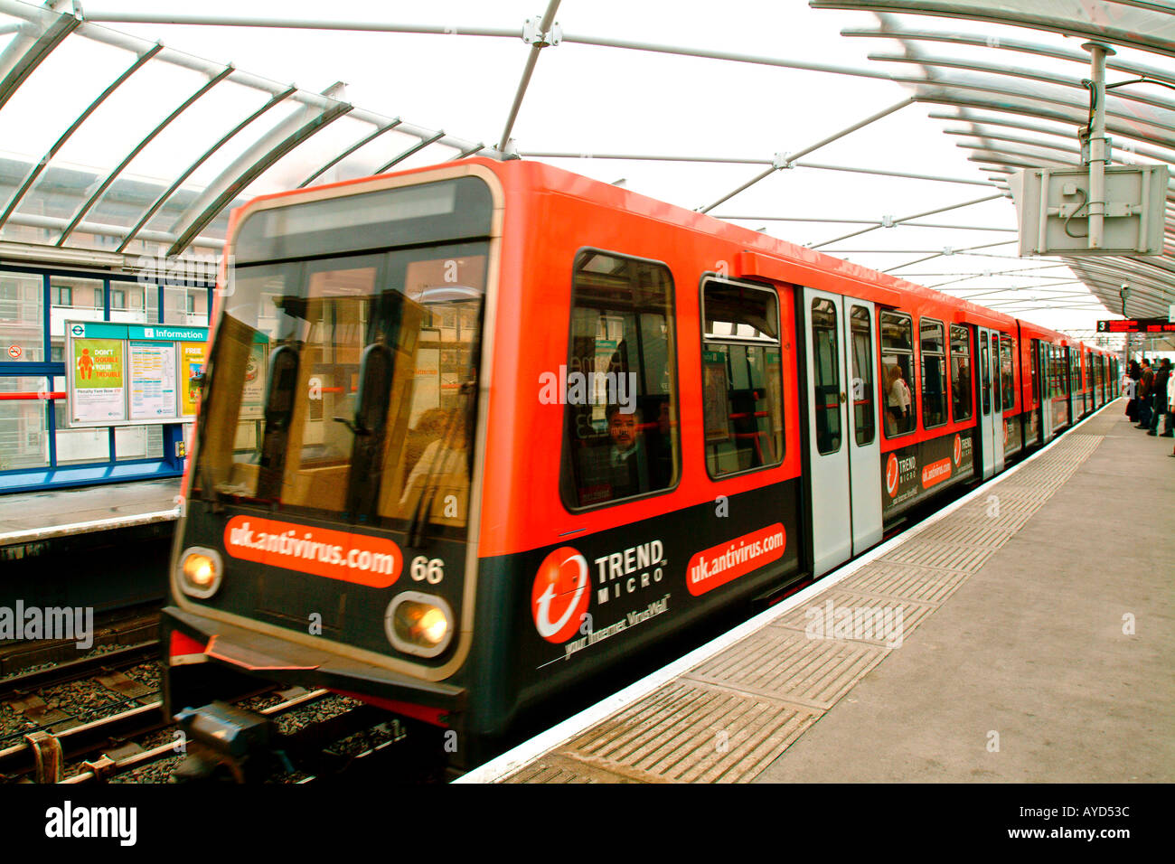 A DLR train at a station along the network London Stock Photo - Alamy
