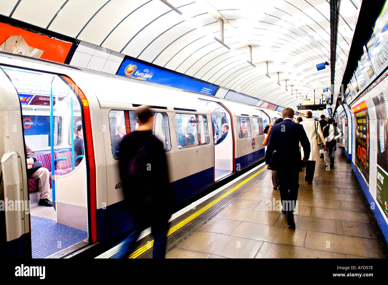 Victoria Line underground platform and train London United Kingdom ...